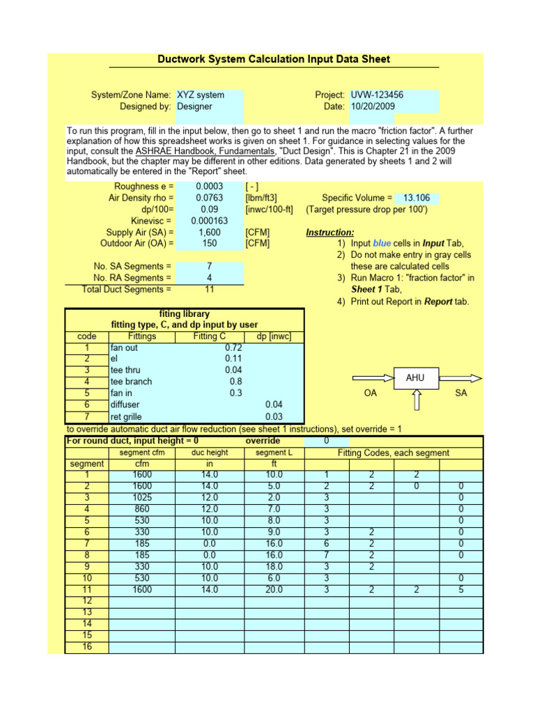 HVAC-Duct Sizing-Dougherty Rev5 | PDF | Duct (Flow) | Microsoft Excel