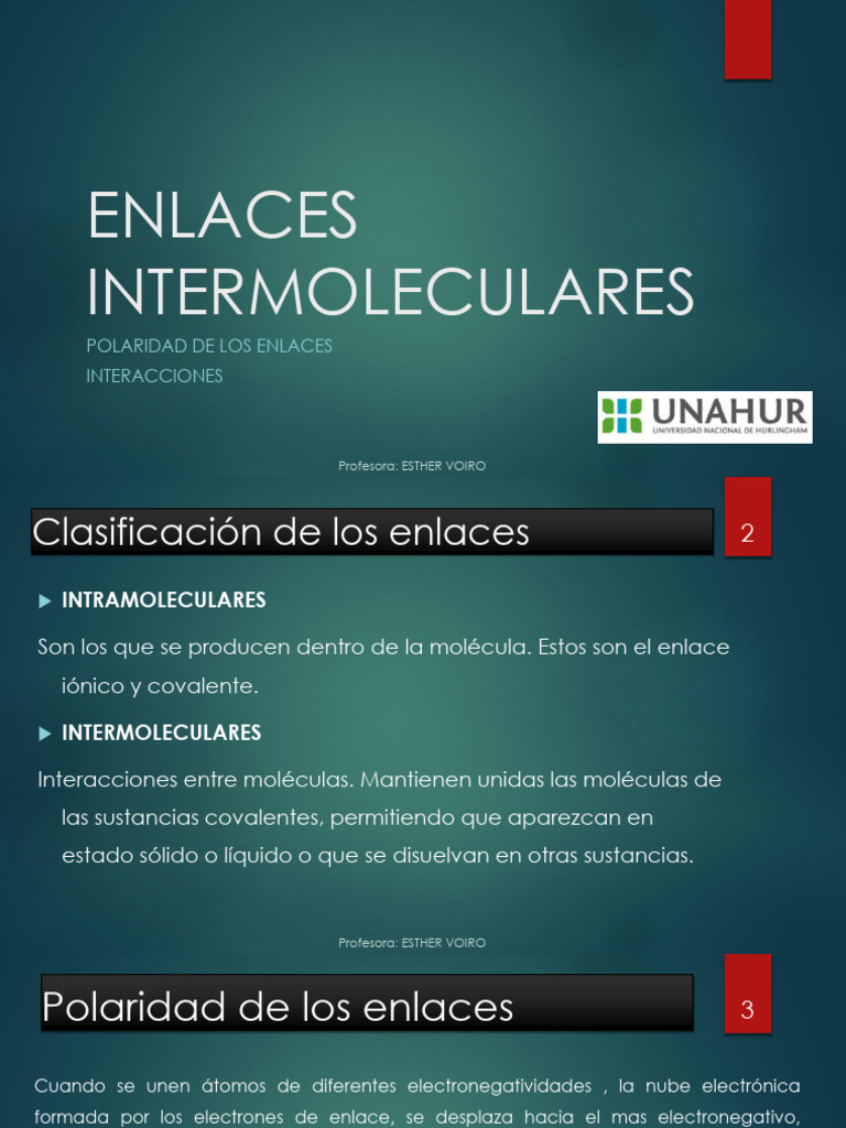 Enlaces Intermoleculares y Polaridad | PDF | Polaridad química | Enlace ...