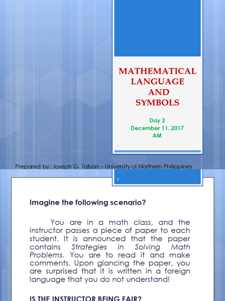 Chapter 2 - MATHEMATICAL LANGUAGE | PDF | Set (Mathematics) | Mathematics