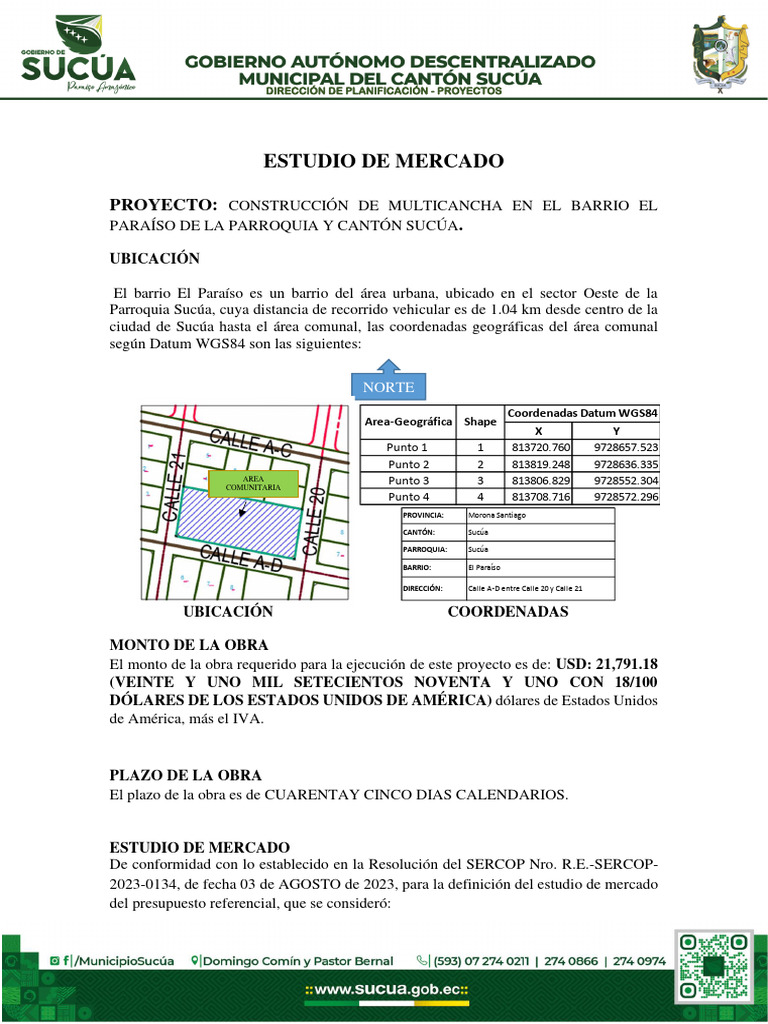 Estudio Mercado Cancha Canton Sucua | PDF | Economias