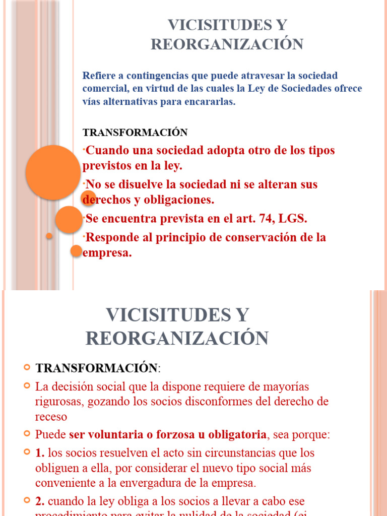 VICISITUDES y REORGANIZACIÓN | PDF | Sociedad de responsabilidad limitada