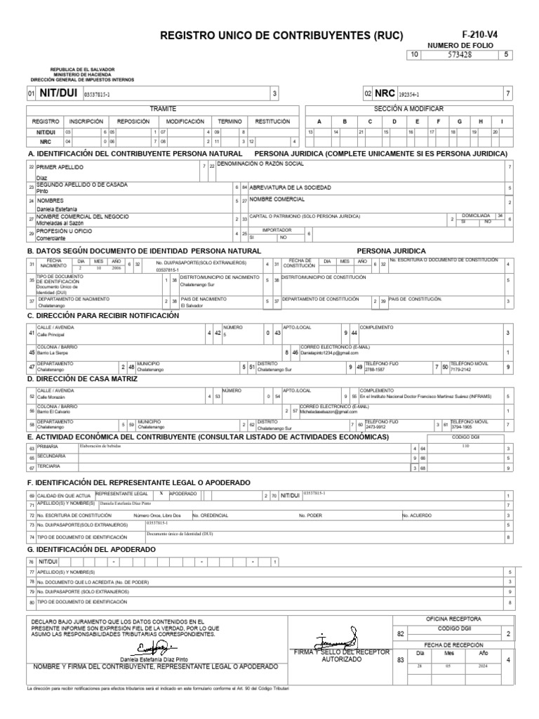 Formulario F210 Brandon 3 | PDF | Documento de identidad