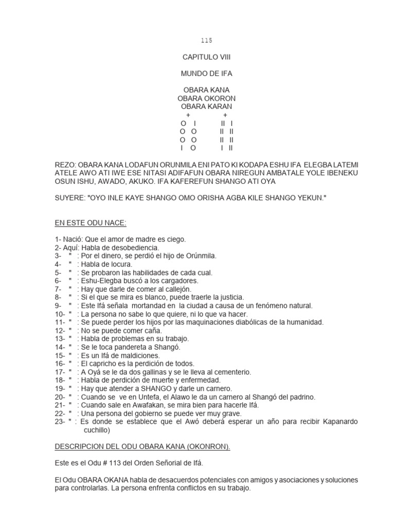 113 Obara Okana | PDF | Religión étnica | Santeria