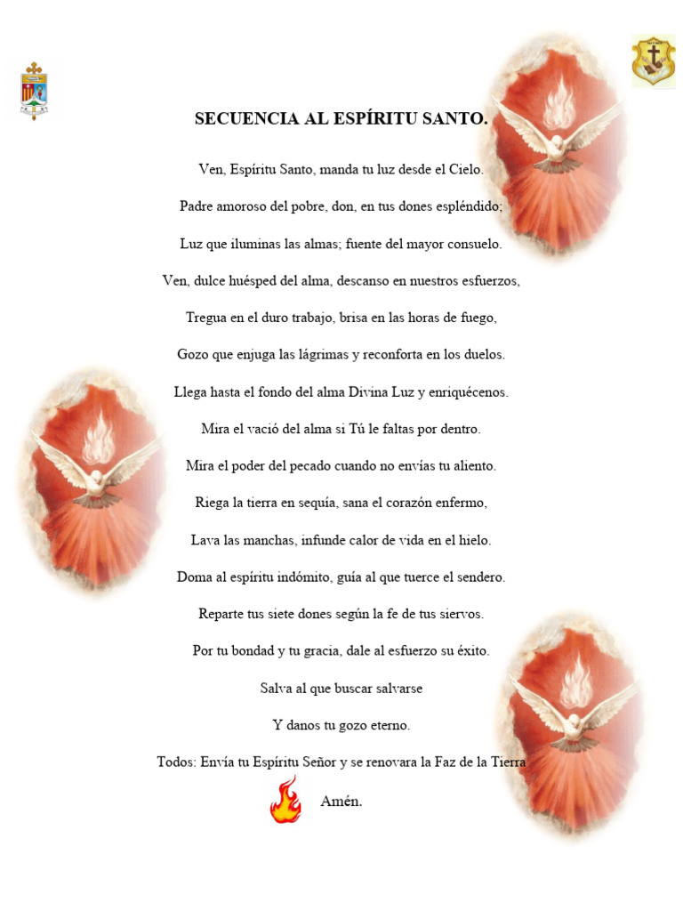Secuencia Del Espiritu Santo | Descargar gratis PDF | María, madre de Jesús | Creencia religiosa ...