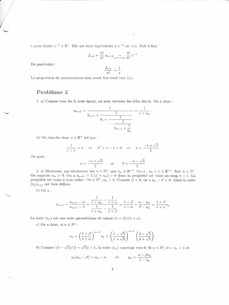 DS de Maths 2 - Corrigé - Page 3 | PDF