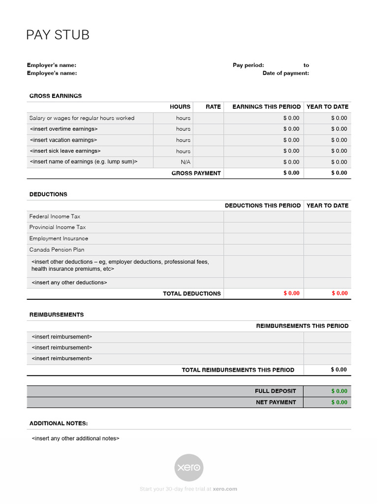 Pay Stub Template Ca | PDF