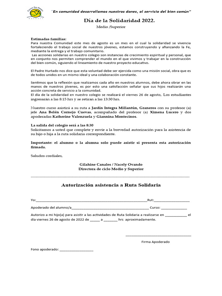 Autorización A Rutas Solidaria 2 | PDF