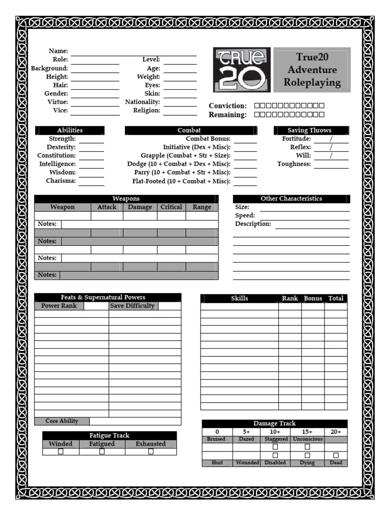 Jackal Character Sheet | PDF | Role Playing Games | Role Playing Video ...