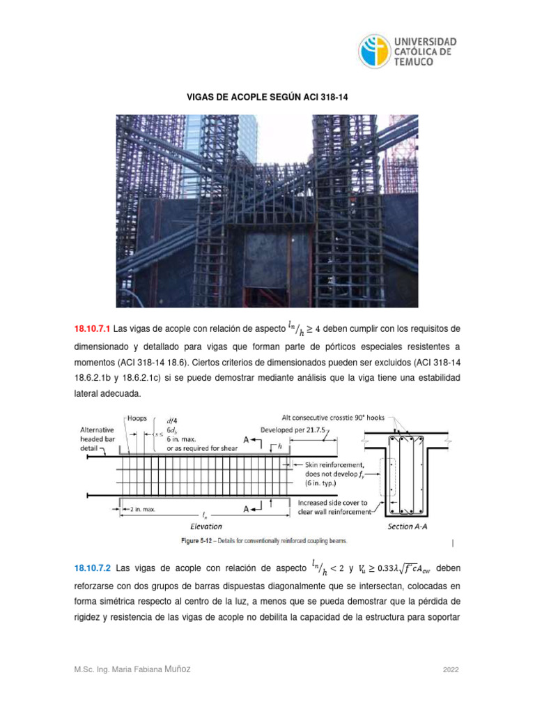 ACI 318-14 Vigas de Acople | PDF