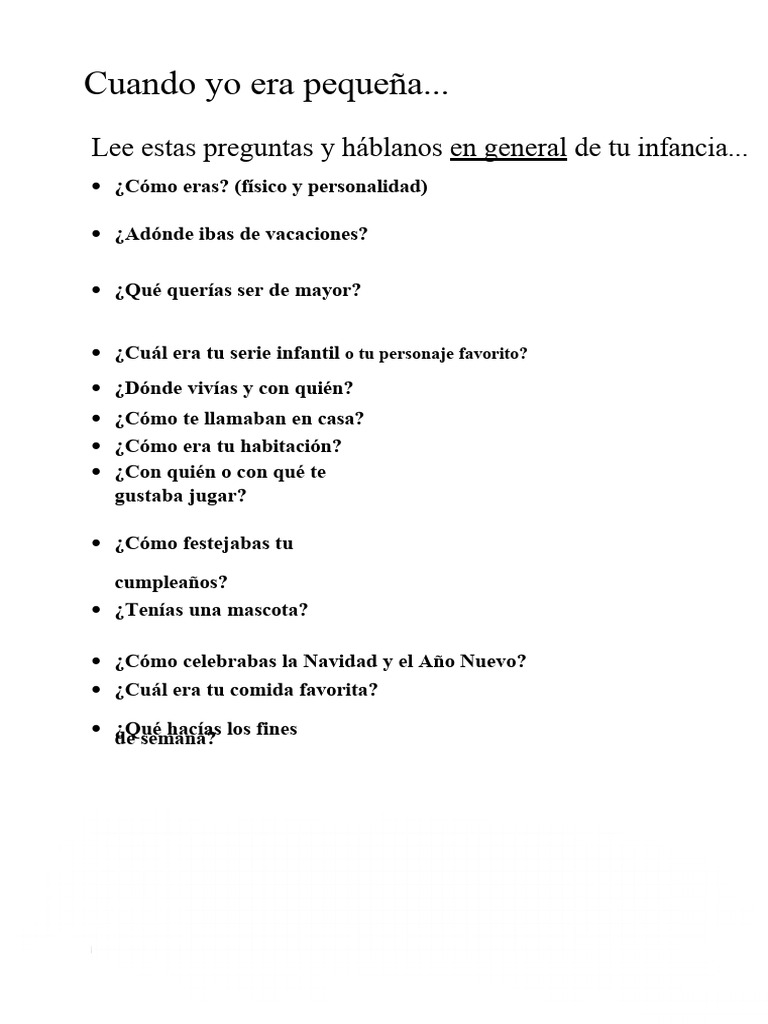 Actividades Con El Imperfecto | PDF