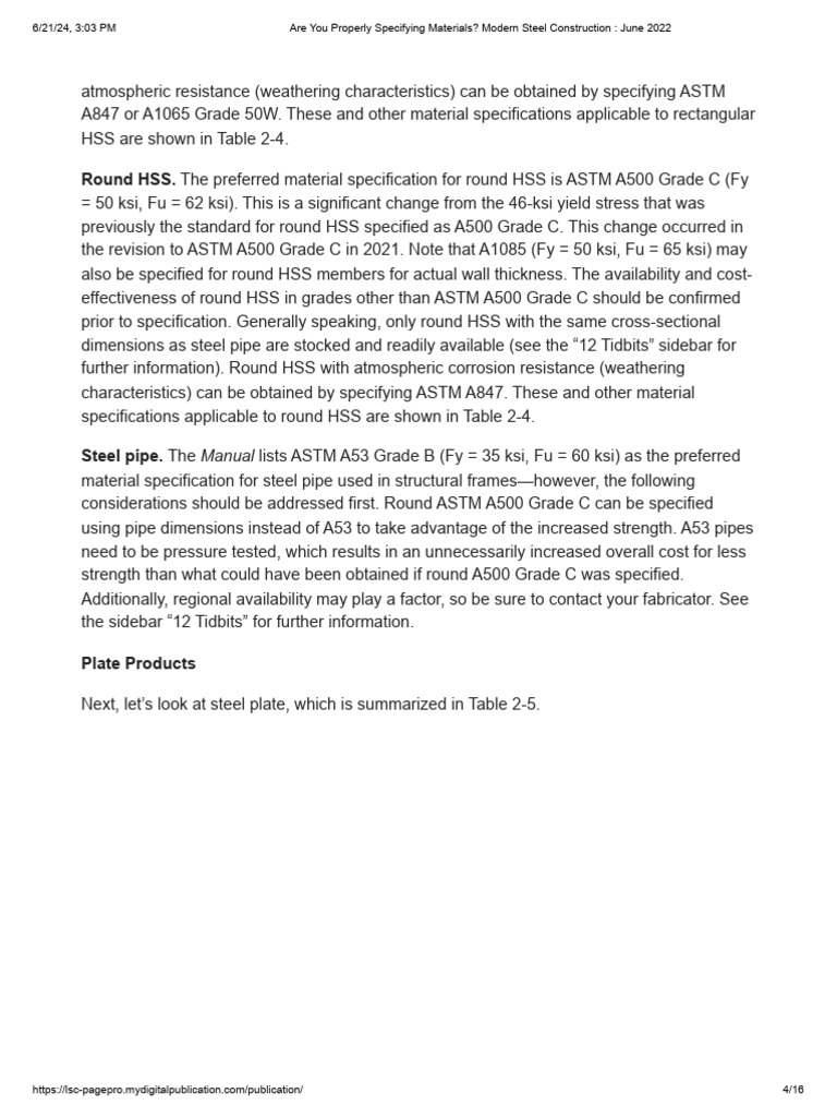 Structural Steel Specification Guide | PDF | Strength Of Materials | Pipe (Fluid Conveyance)