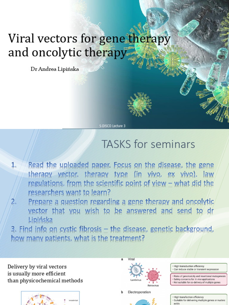 S-DISCO Lecture 3 Viral vectors for gene therapy and oncolytic therapy ...