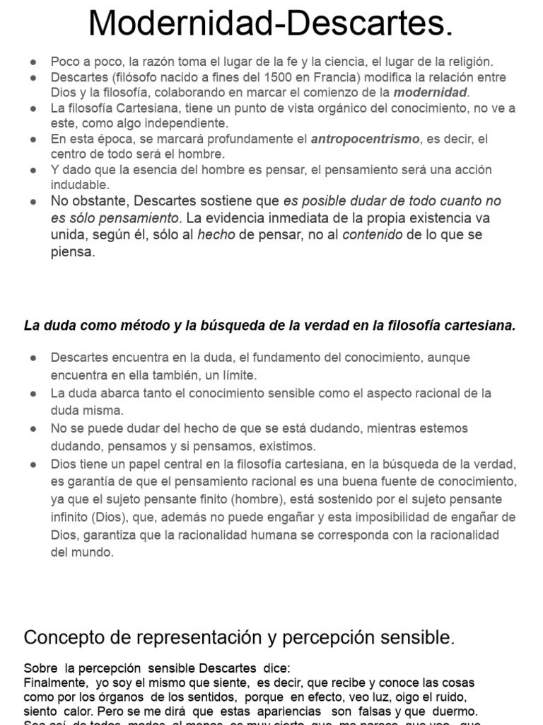 Melina Caraballo - Modernidad - Decartes | PDF | Pensamiento | René ...