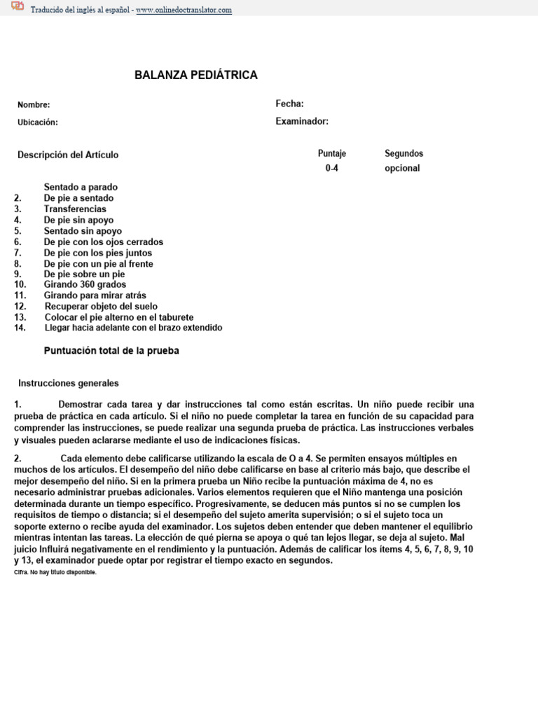 PediatricBalanceScale 3.en.es | PDF | Reloj