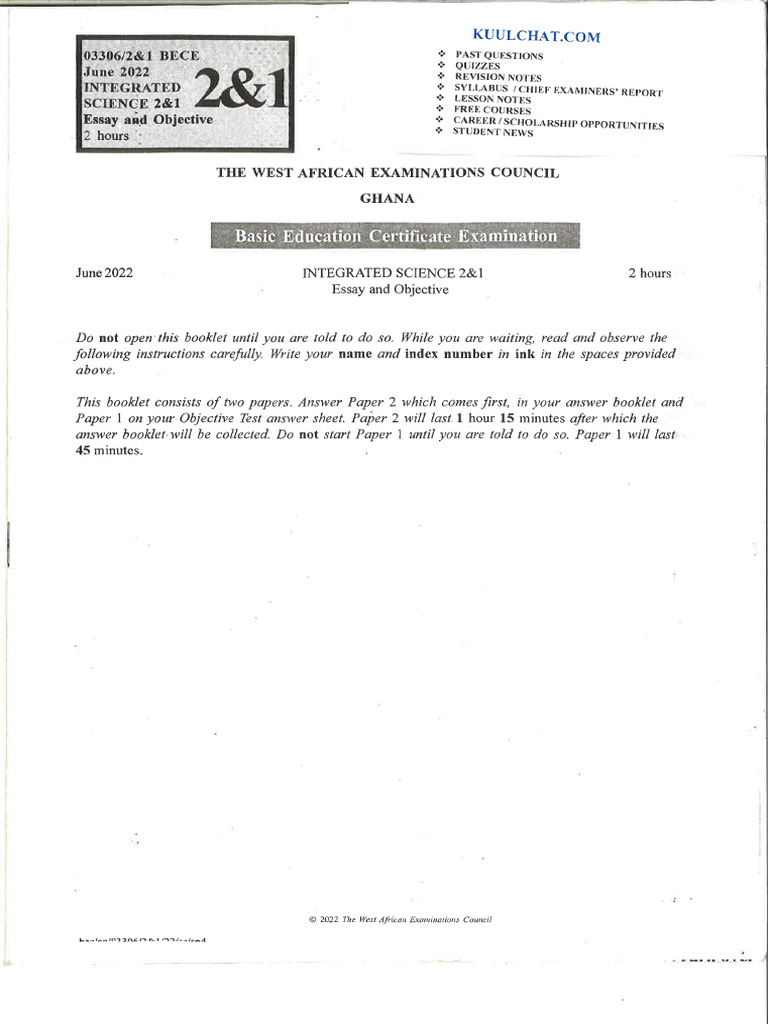 Bece 2022 Science | PDF