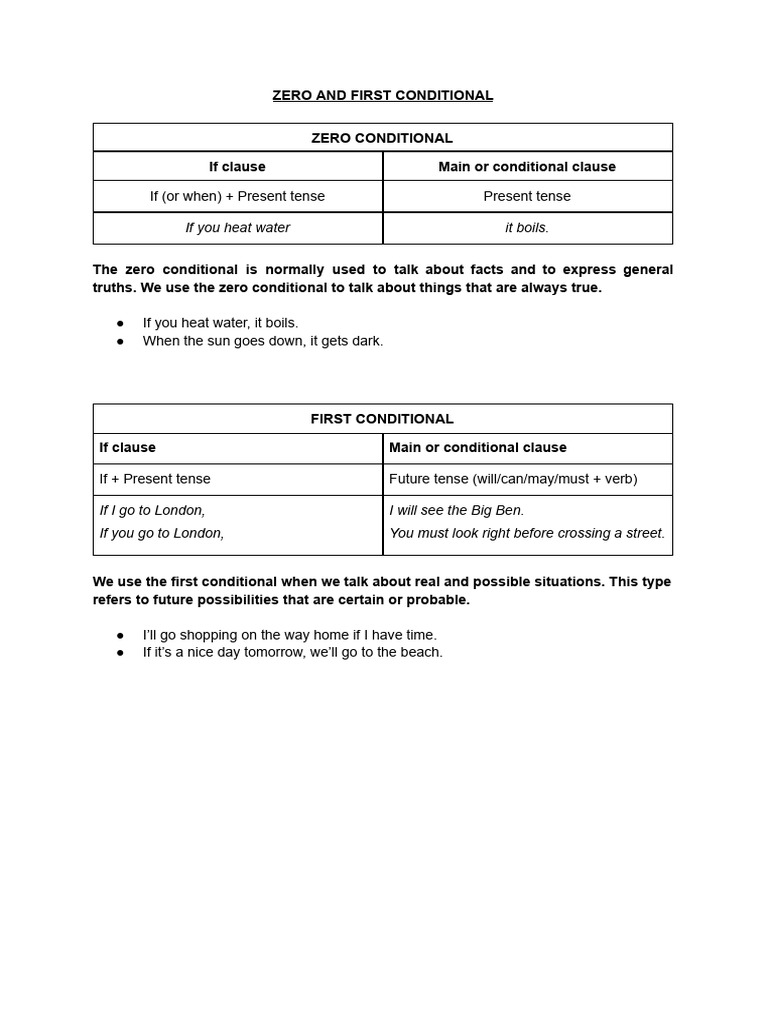 Zero and First Conditional | PDF | Linguistic Morphology | Linguistics