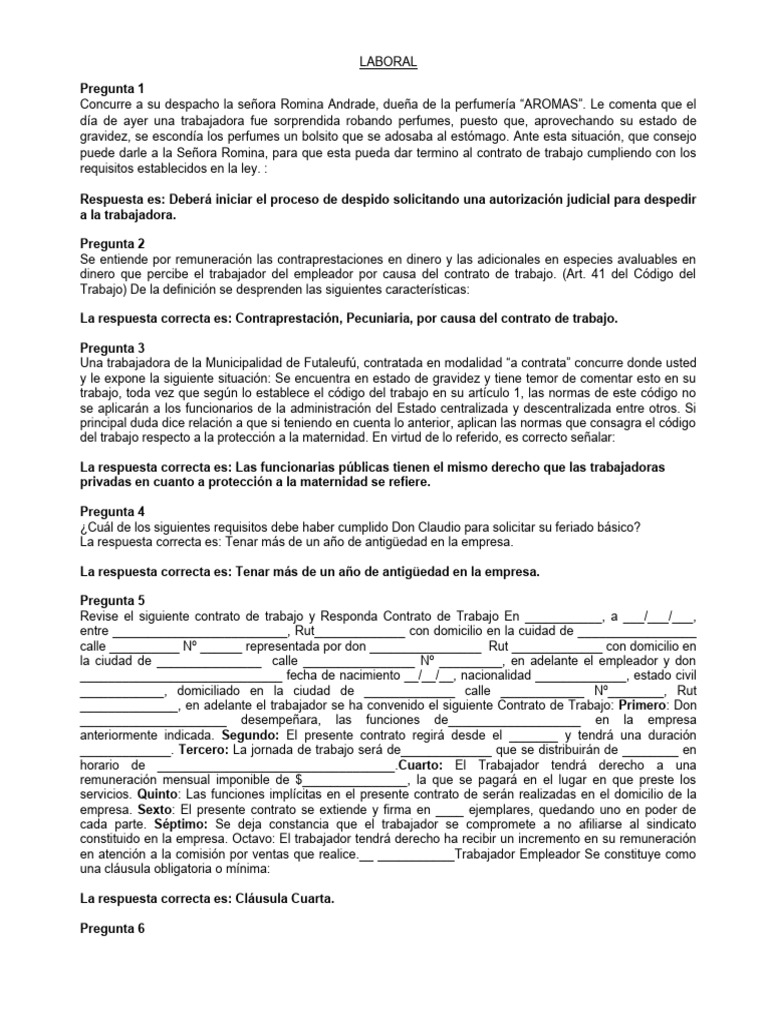 LABORAL examen | PDF | Derecho laboral | Tiempo de trabajo