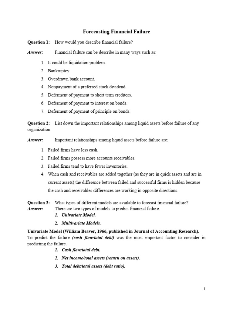 Forecasting Financial Failures | PDF | Depreciation | Financial Accounting