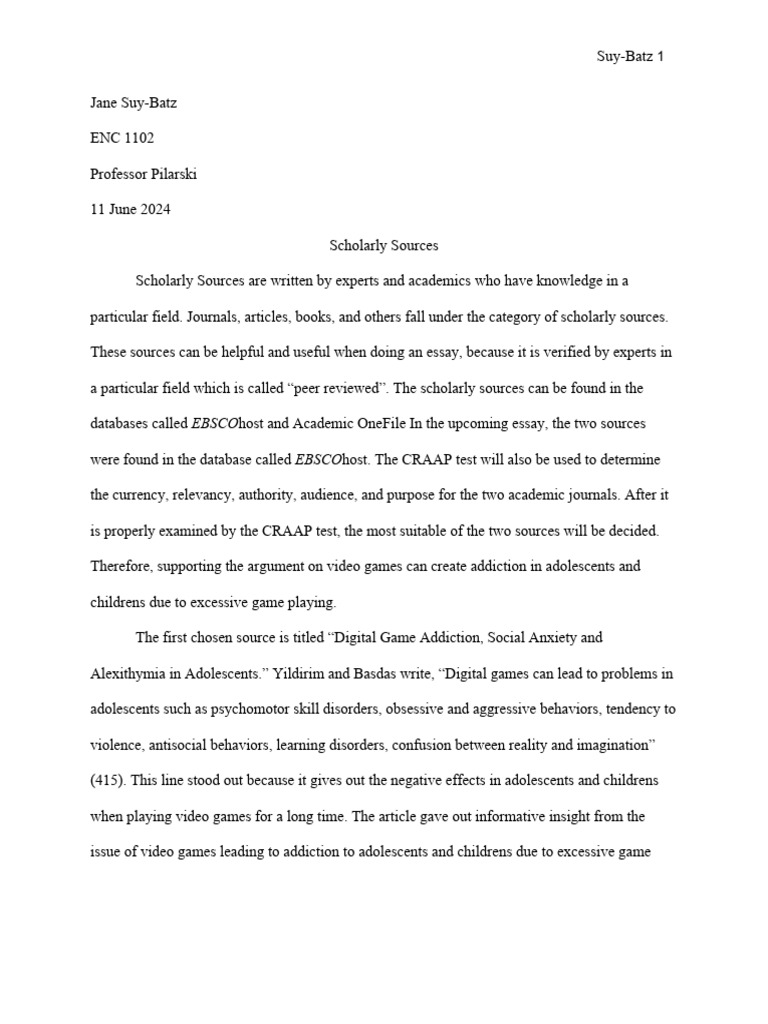 Essay 2 Rough Draft Edited | PDF | Adolescence | Academic Journal