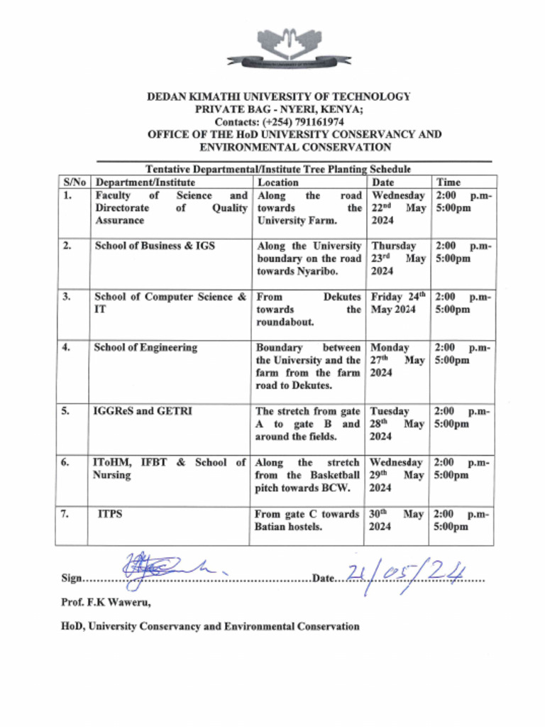 Tree Planting Schedule | PDF