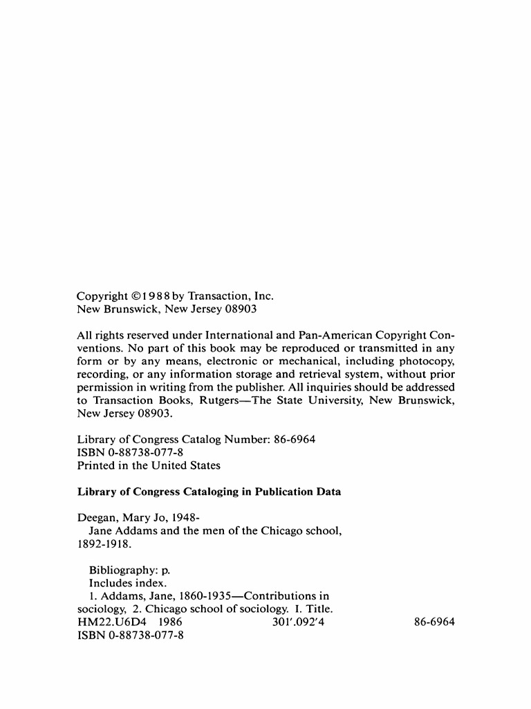 Deegan - 1988 - Jane Addams and The Men of The Chicago School, 1892 ...