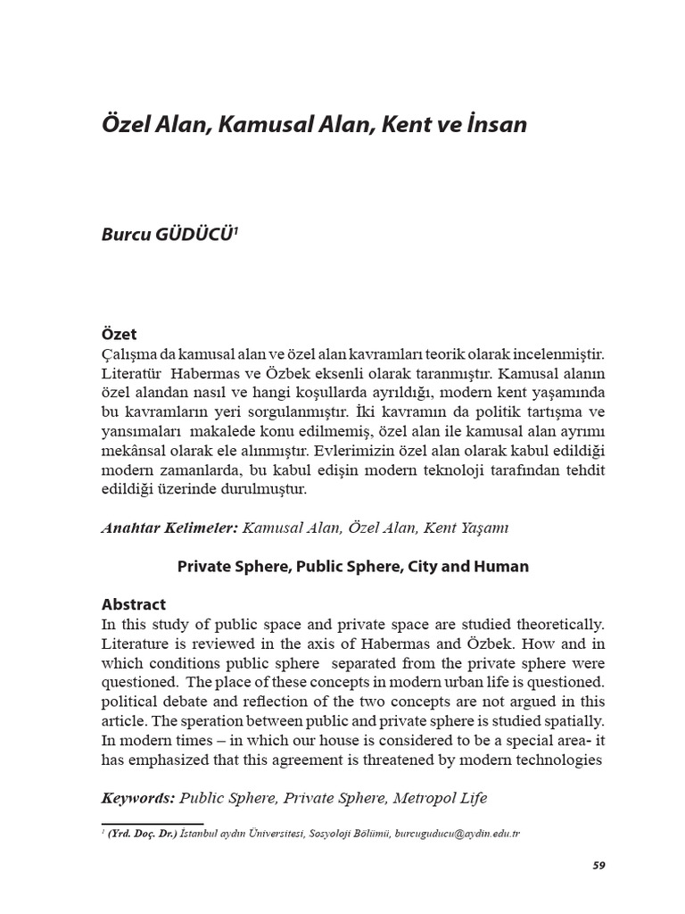Zel Alan, Kamusal Alan, Kent Ve - Nsan (#528328) - 651124 | PDF