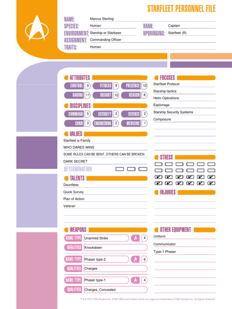 Marcus Sterling - Sta-Character | PDF | Starfleet