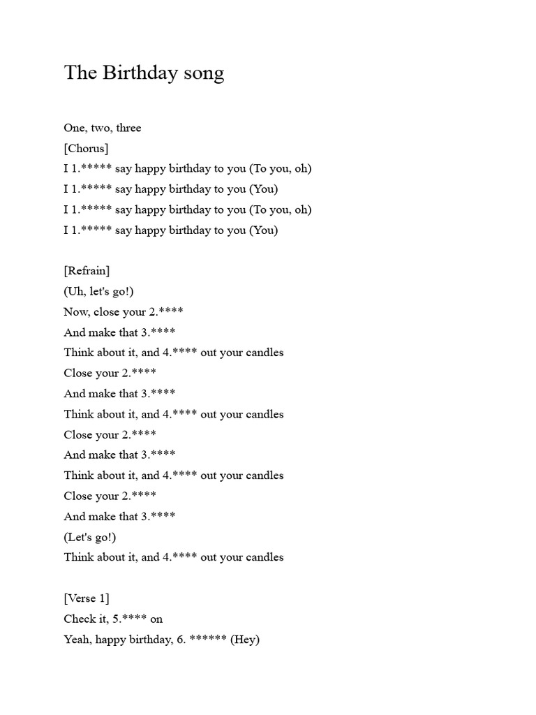 The Birthday Song text | PDF