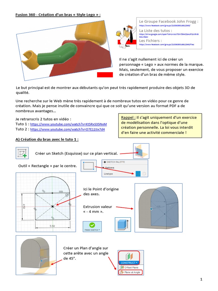 Création d'un bras Lego avec Fusion 360 | PDF | Cercle | Géométrie ...