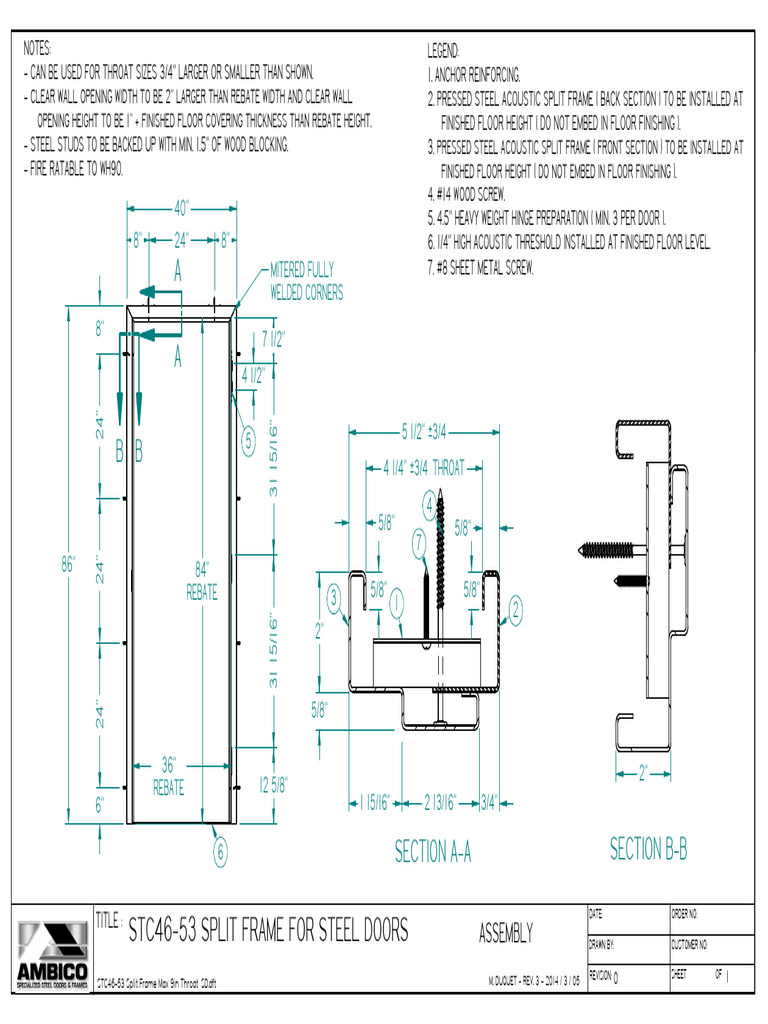 STC50 Split Frame Max 9in Throat - Typical Drawing | PDF | Door | Wall