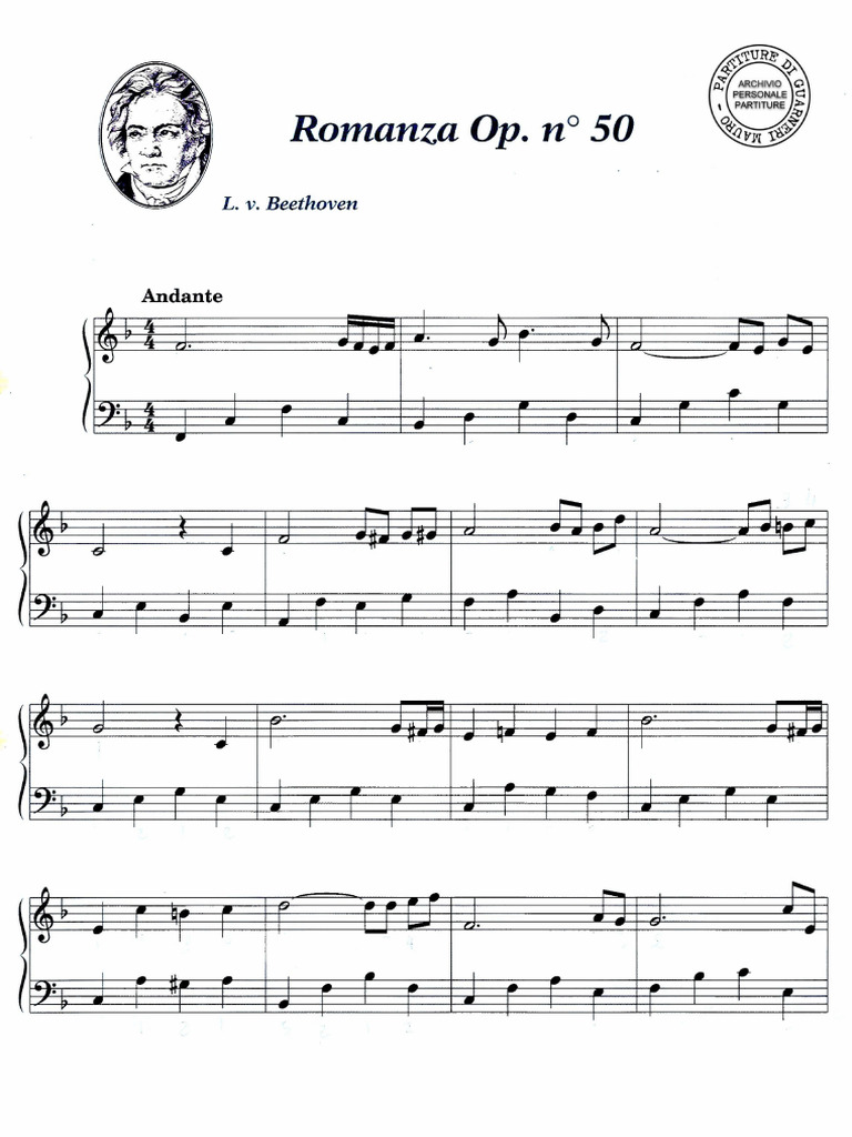 Romanza in Fa op.50 - BEETHOVEN - Easy | PDF
