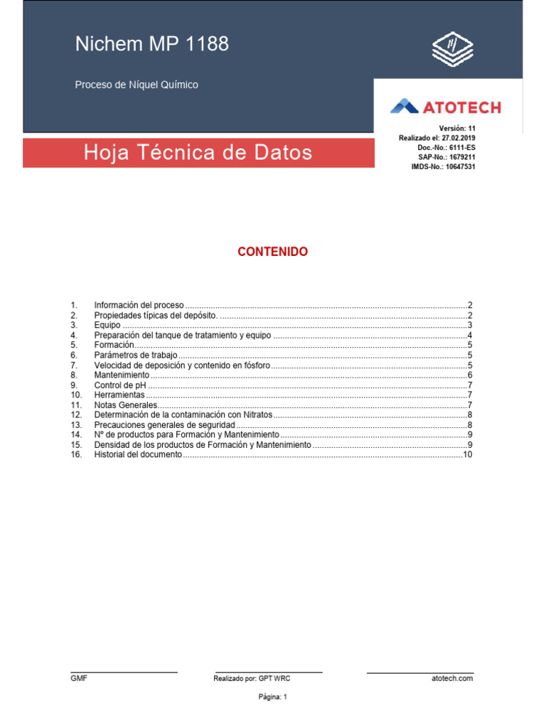 Nichem 1188 V11 (6060) | PDF | Acero | Ácido nítrico