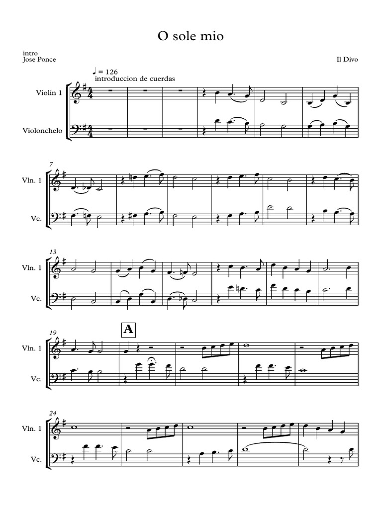 O Sole Mio - Partitura Completa | PDF
