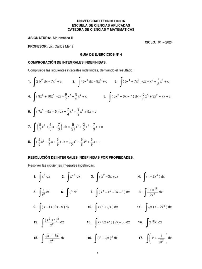 Guia de Mate (Sin Resolver) | PDF | Matemáticas | Análisis matemático