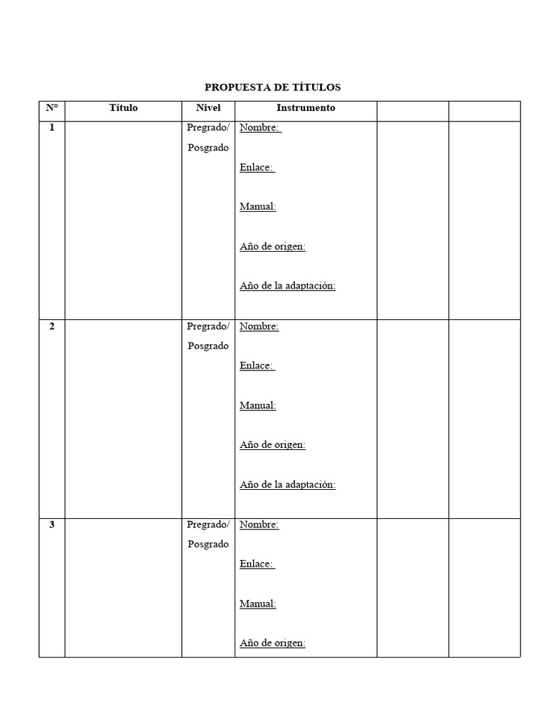 Modelo Propuesta de Títulos | PDF