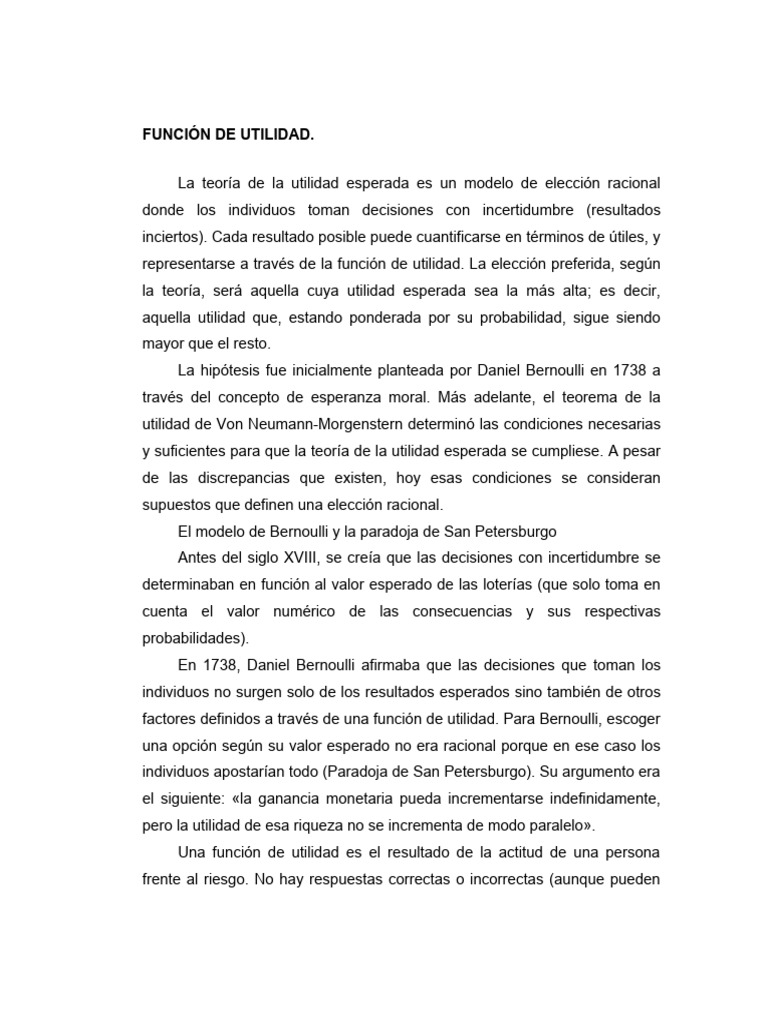 Función de Utilidad | PDF | Teorías cientificas