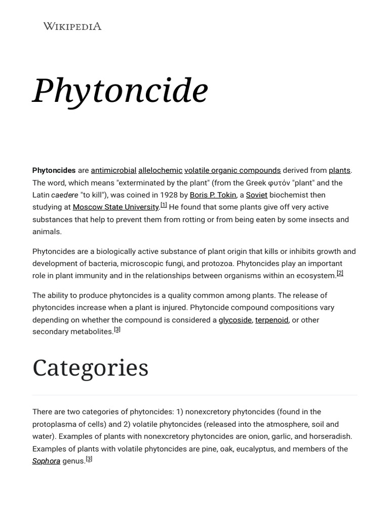 Phytoncide - Wikipedia | PDF | Biology | Plants