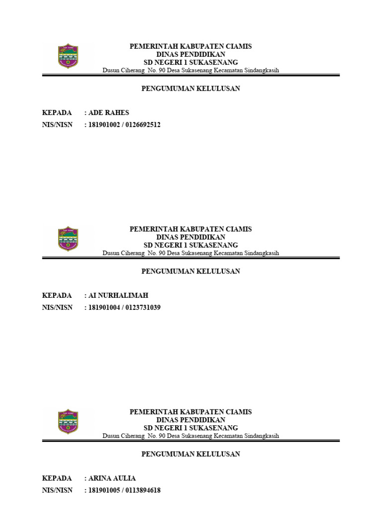 Amplop Kelulusan | PDF