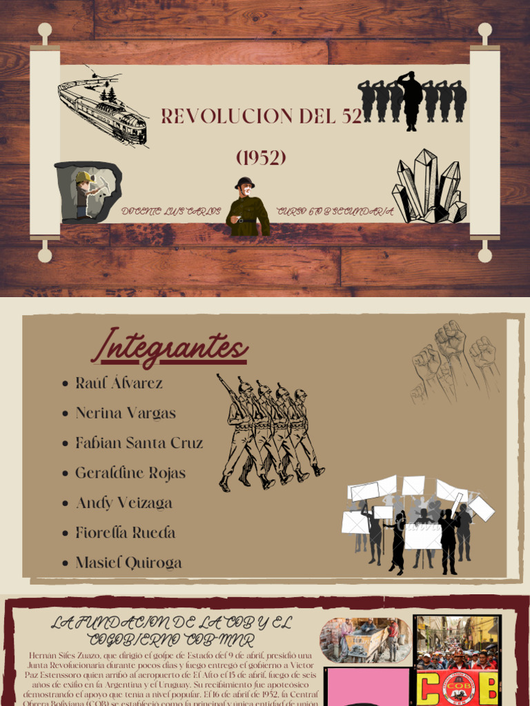 Diapositiva Exposicion Historia 2024 Revolucion Del 52 Terminada | PDF | Reforma agraria | Bolivia