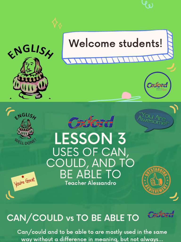 Intermediate Lesson 3 - Uses of Can Could Be Able To | PDF | Verb ...