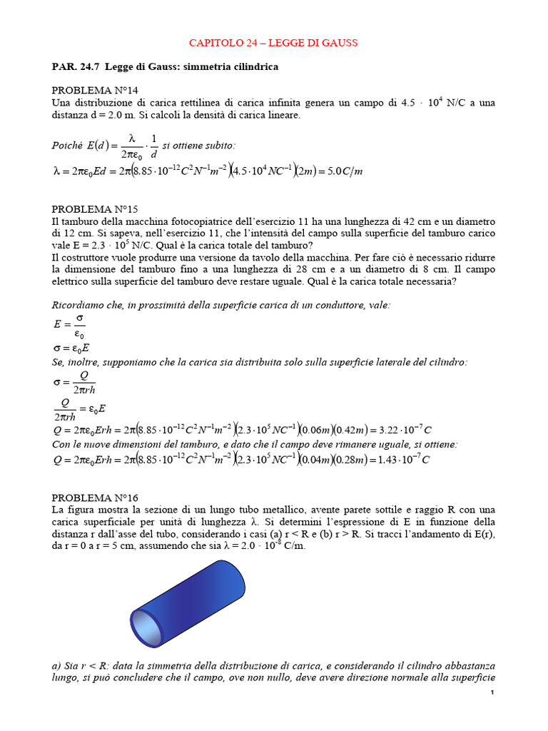 Esercizi HR 24 Legge Di Gauss | PDF
