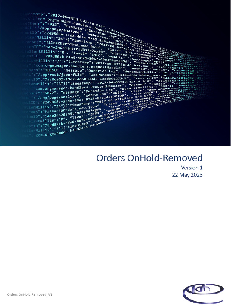 Orders OnHold Removed Report - Spec Doc - May 2023 | PDF | Information | Computer Science