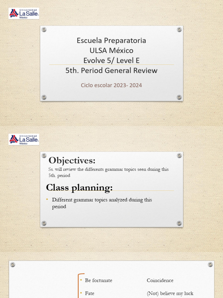 Evolve 5 5th. Period General Review | PDF | Verb | English Language