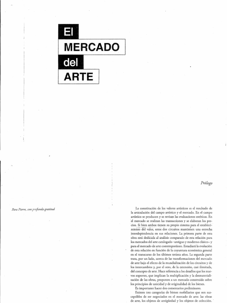 MOULIN, Raymonde - El Mercado Del Arte Cap 1 | PDF
