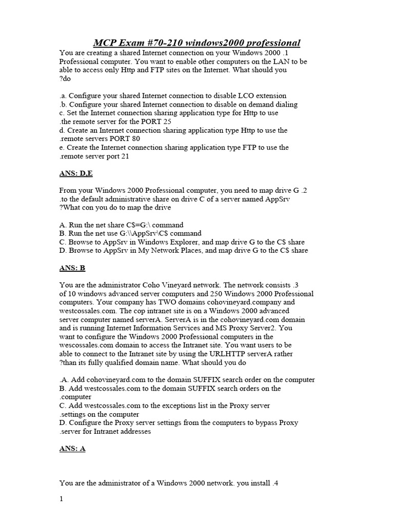 MCP 70-210 | PDF | Windows 2000 | Computer File