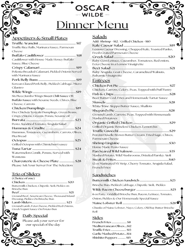 OW Victorian Dinner Menu | PDF | Salad | Sauce
