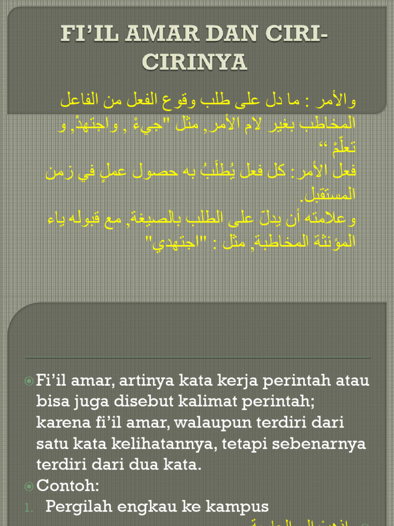 Ciri dan Contoh Fi'il Amar | PDF