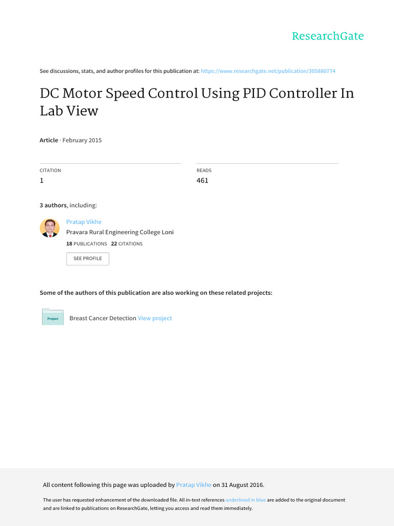DC Motor Speed Control Using PID Controller in Lab View | Download Free PDF | Control Theory ...