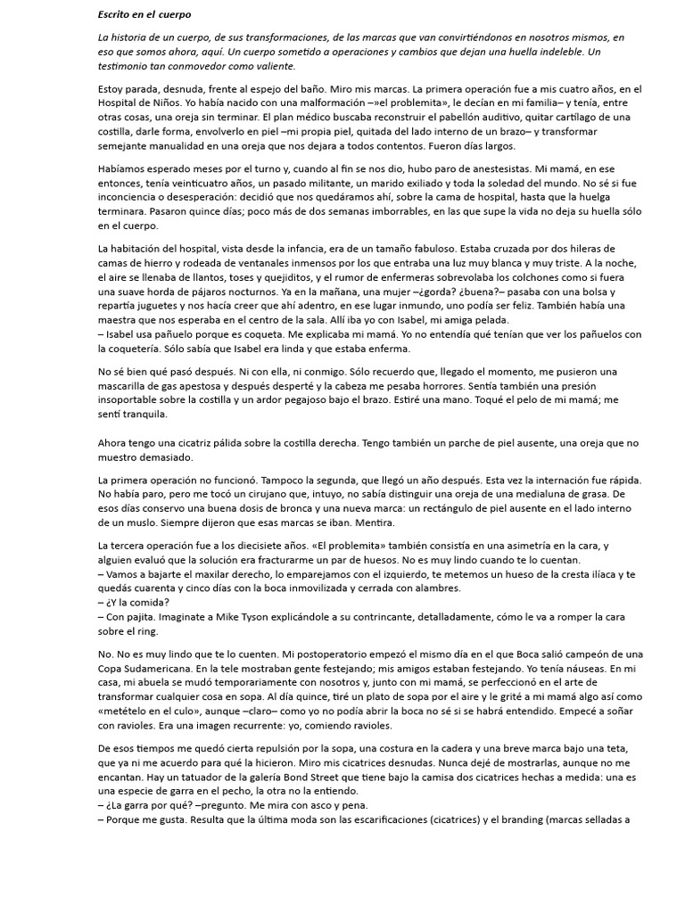 Escrito En El Cuerpo Josefina Redacción Pdf
