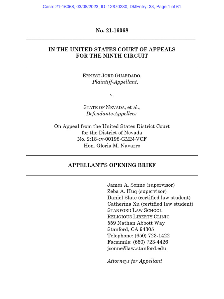 Guardado v. Nevada: Religious Rights Appeal | PDF | Strict Scrutiny ...